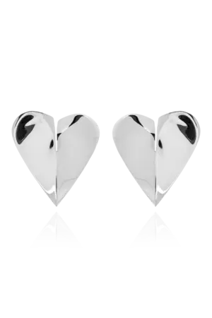 Alaïa Heart-shaped Brass Earrings - Silver