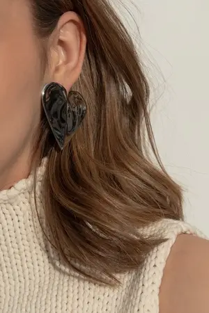Alaïa Heart-shaped Brass Earrings - Silver
