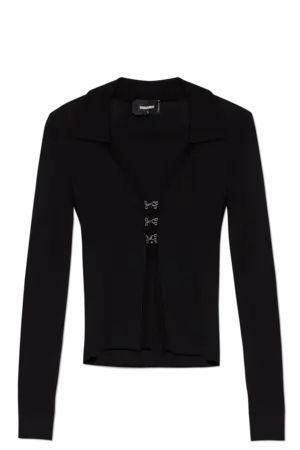 Dsquared2 Ribbed Knit Cardigan With Hook Closure