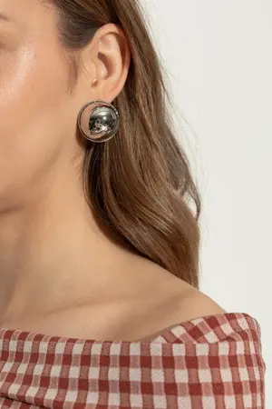 Alaïa Spherical Brass Earrings - Silver