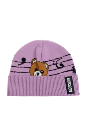 Moschino Bear Motif Hat - Purple