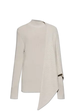 ENTIRE STUDIOS Asymmetrical Merino Wool Turtleneck Sweater - Cream