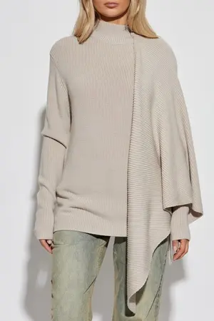 ENTIRE STUDIOS Asymmetrical Merino Wool Turtleneck Sweater - Cream