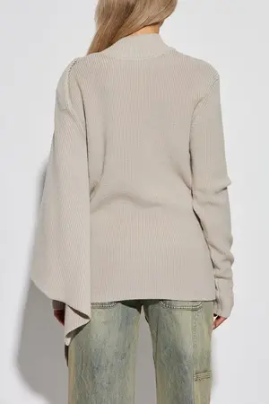 ENTIRE STUDIOS Asymmetrical Merino Wool Turtleneck Sweater - Cream
