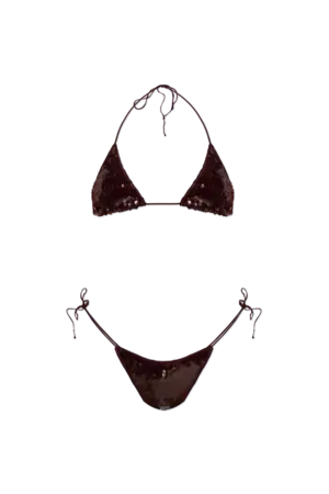 Oseree Sequin-embellished Two-piece Swimsuit - Burgundy