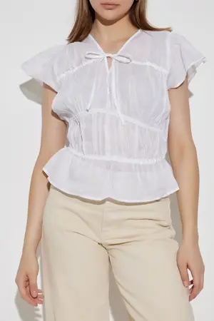 Rag & Bone Ramie V-neck Top With Bow Detail