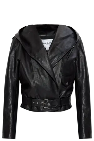 Women's Black Hooded Leather Jackets