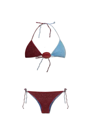 Oseree Metallic Two-piece Swimsuit With Shell Detail