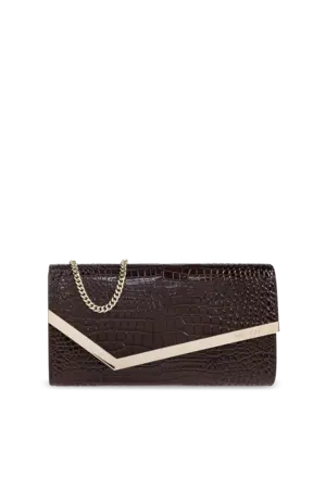 JIMMY CHOO Emmie Crocodile-embossed Clutch - Brown