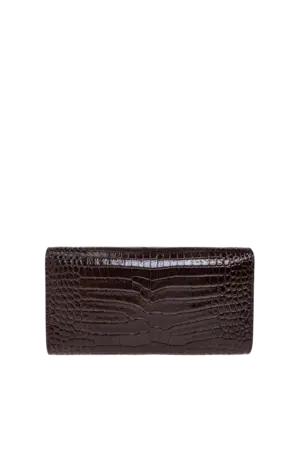 JIMMY CHOO Emmie Crocodile-embossed Clutch - Brown