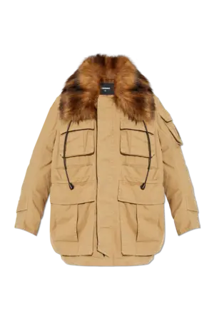 Dsquared2 Oversized Down Jacket With Fur Collar