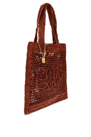 Chloé Raffia Shopper Shoulder Bag - Brown