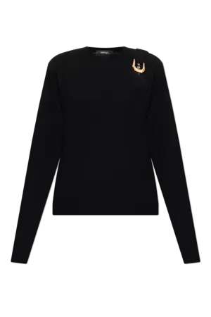 Versace Wool Sweater With Gold-tone Buckle
