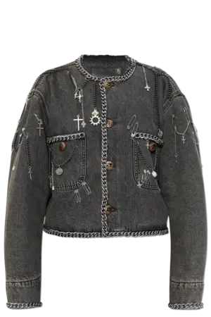 R13 Denim Jacket With Appliqués - Grey
