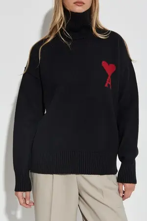 AMI Paris Wool Turtleneck With Logo