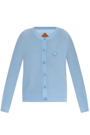 Mcm Logo Patch Cardigan - Light Blue