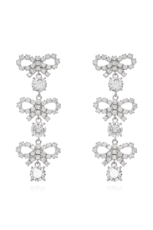 SELF-PORTRAIT Crystal Cascade Earrings - Silver