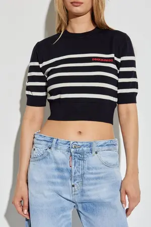 Dsquared2 Striped Wool Top - Navy Blue
