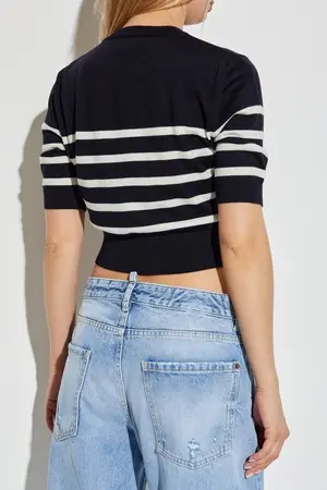 Dsquared2 Striped Wool Top - Navy Blue