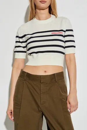 Dsquared2 Wool Striped Top - Cream