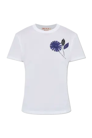 Marni T-shirt With Floral Appliqu