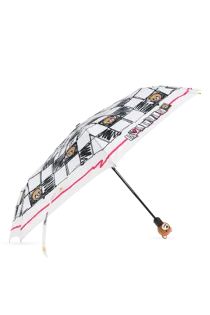 Moschino Folding Umbrella - White