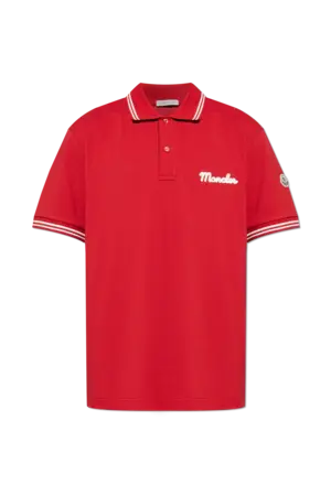 Moncler Polo With Logo - Red