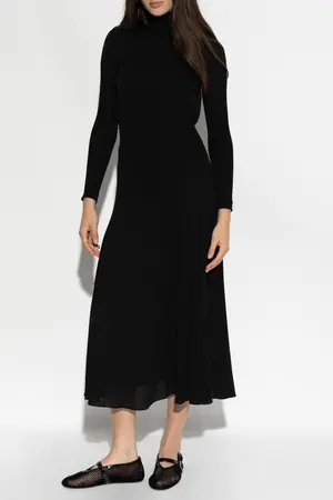 Alaïa High-neck Midi Dress With Heart Cutout - Black