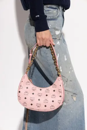 Mcm Aren Embossed Leather Baguette - Pink