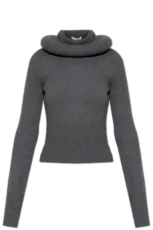 Alaïa Virgin Wool Turtleneck Hoodie - Grey