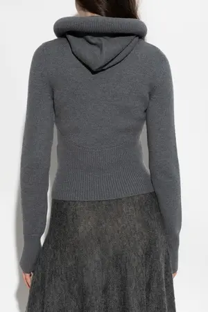 Alaïa Virgin Wool Turtleneck Hoodie - Grey