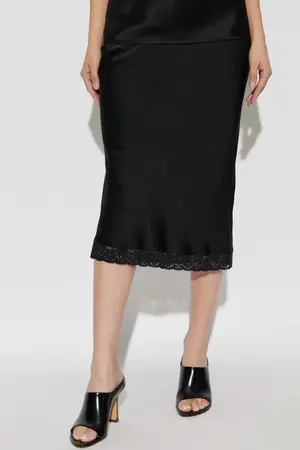 Victoria Beckham Satin Lace-trimmed Midi Skirt