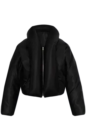 Alaïa Insulated Jacket With Voluminous Collar - Black