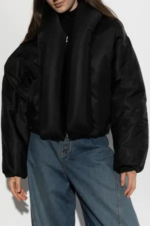 Alaïa Insulated Jacket With Voluminous Collar - Black