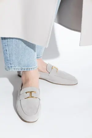 TOD’S Suede Loafers With Gold-tone Buckle