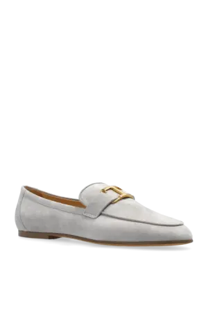 TOD’S Suede Loafers With Gold-tone Buckle