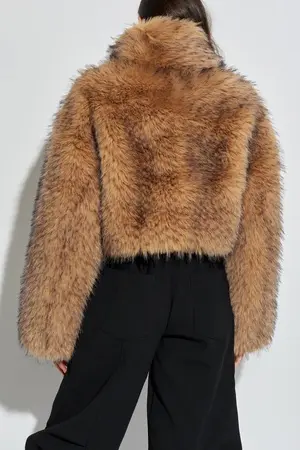 ROTATE BY BIRGER CHRISTENSEN Short Faux Fur Jacket - Brown