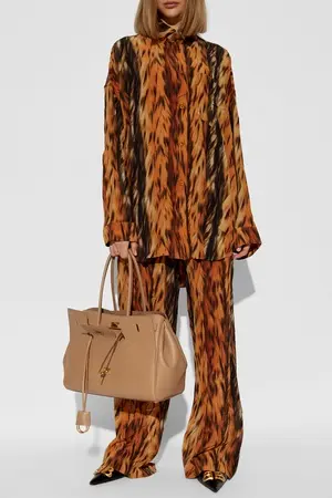 Balenciaga Animal Print Silk Trousers