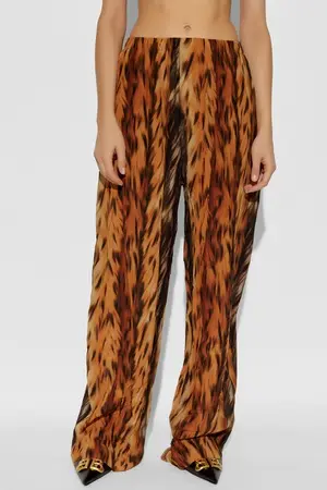 Balenciaga Animal Print Silk Trousers