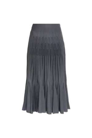 Alaïa Pleated A-Line Midi Skirt Grey