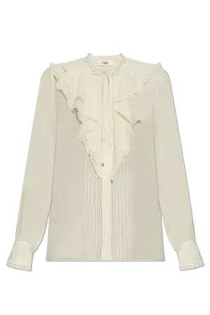 Chloé Silk Blouse With Lace Trim - Cream