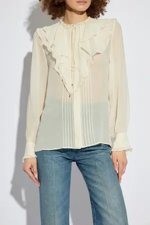 Chloé Silk Blouse With Lace Trim - Cream