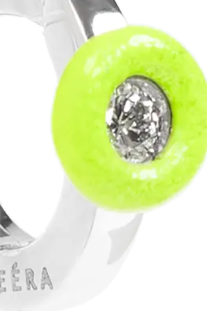 EERA Single Earring In White Gold With Gemstone Accent - Silver