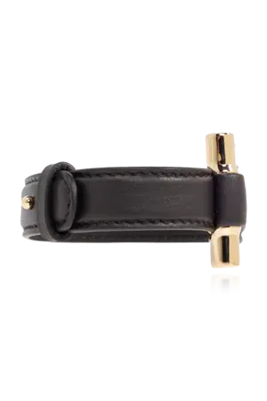 FERRAGAMO Leather Bracelet With Gold Brass Detail - Brown