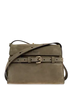 Moschino Suede Shoulder Bag With Gold Buckle