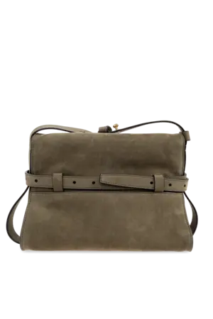 Moschino Suede Shoulder Bag With Gold Buckle