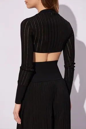 Alaïa Ribbed Knit Cropped Cardigan