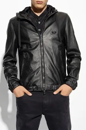 Dolce & Gabbana Hooded Leather Jacket