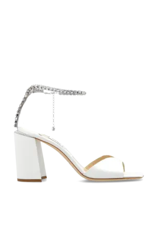 JIMMY CHOO Saeda Platform Sandals In Satin - White