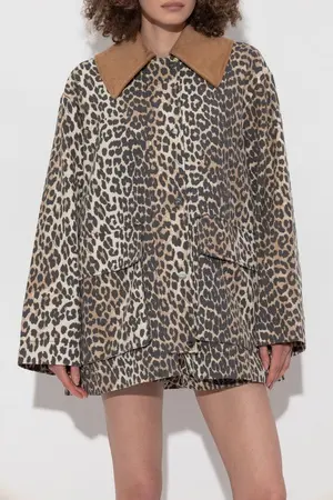 GANNI Animal Print Jacket - Beige